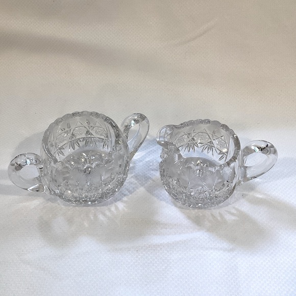 Dining | Vintage Set Of Cut Crystal Star Pattern Creamer Jug And Open ...